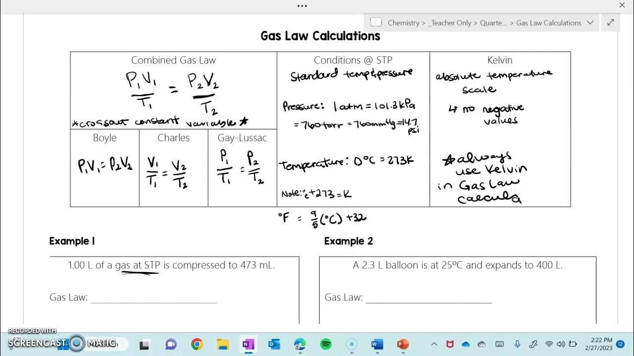 Gas Law Calculations - YouTube