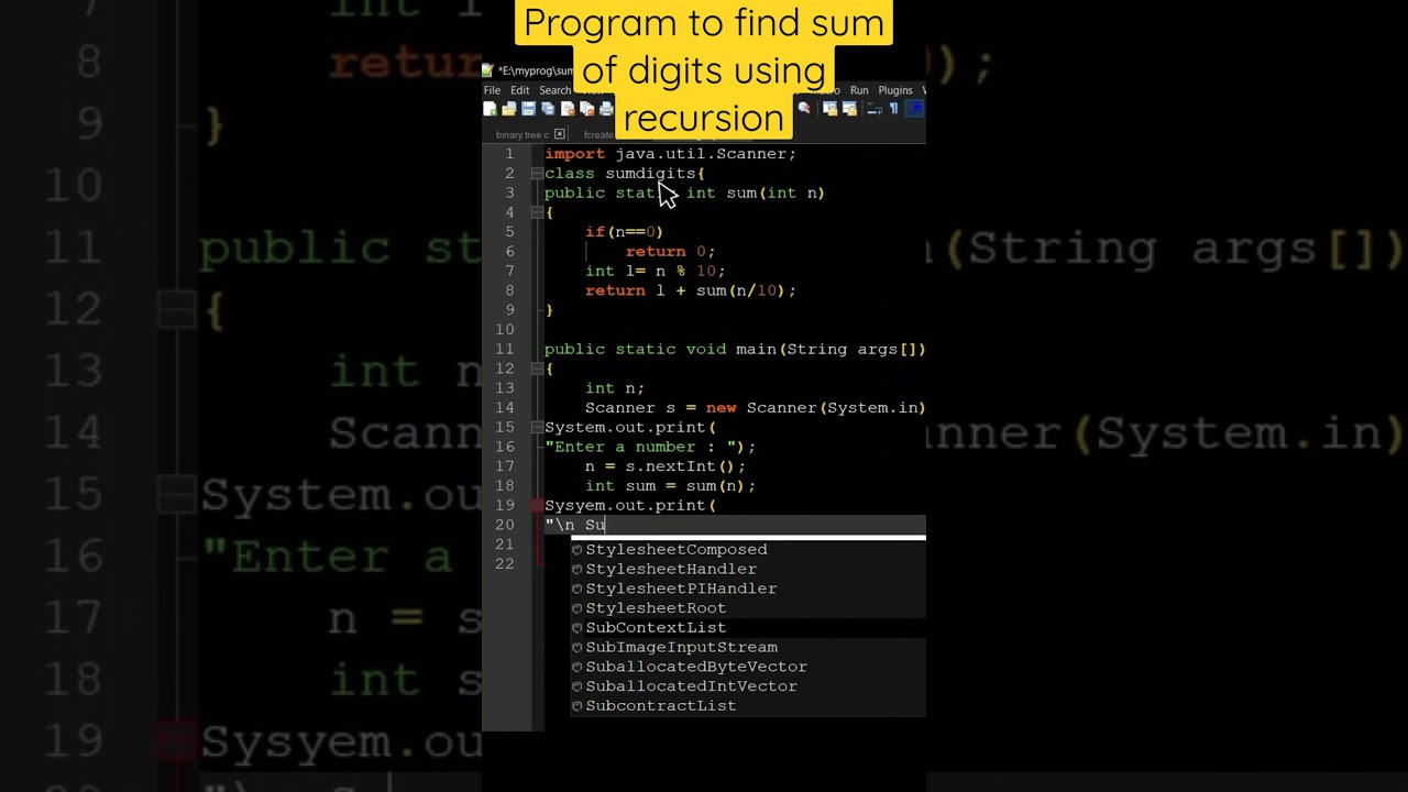 Program To Find Sum Of Digits Using Recursion In Java Programing Program To Find Sum Of Digits Using Recursion In Java Programing