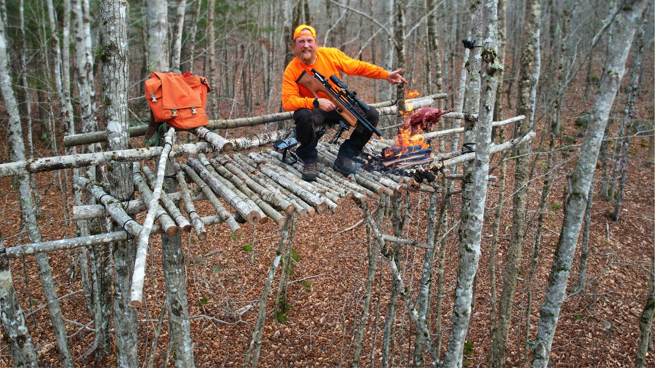 Air Rifle Catch And Cook Up A Tree and Building the Bushcraft Tree Fort ...