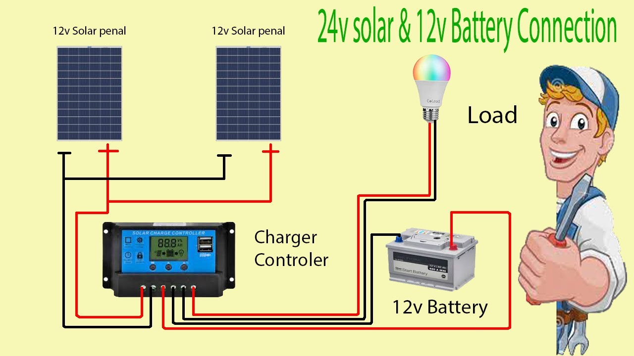 24v Solar with 12v Battery connection | dabble solar plats connection ...