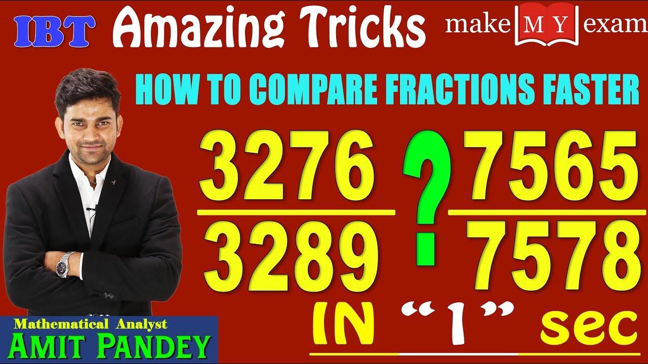 HOW TO COMPARE FRACTIONS QUICKLY Comparison Of Fractions Short Trick HOW TO COMPARE FRACTIONS QUICKLY Comparison Of Fractions Short Trick