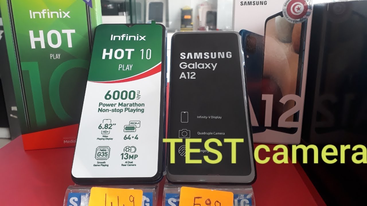 TEST camera Samsung Galaxy A12 VS infinix hot10 PLAY comparaison - YouTube