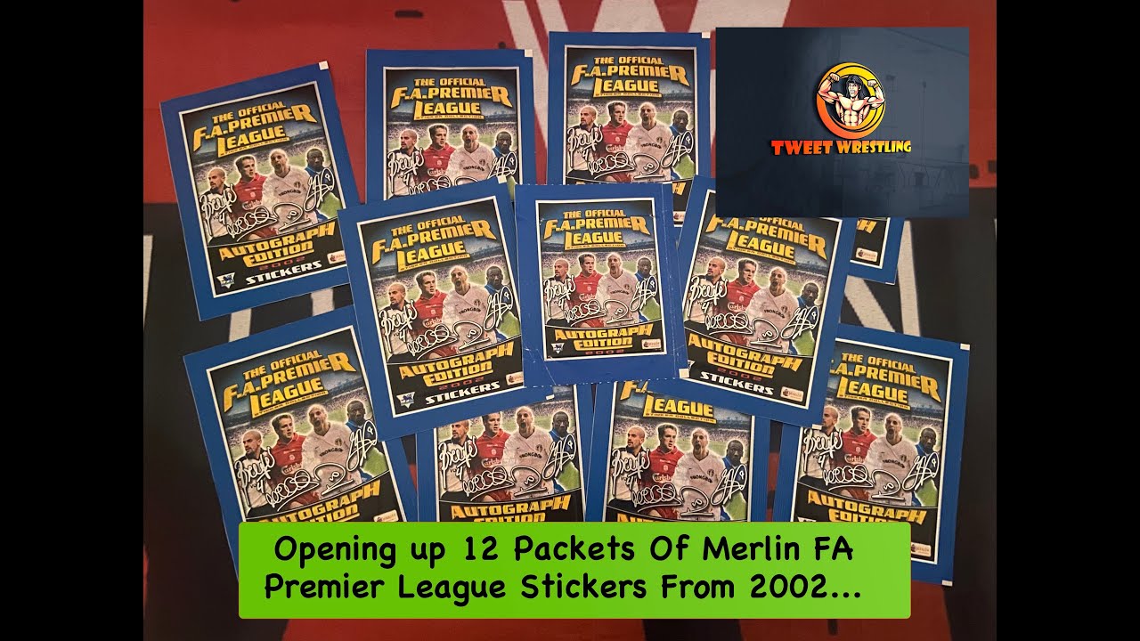 Opening up 12 Merlin FA Premier League 2002 Football Sticker Packets ...