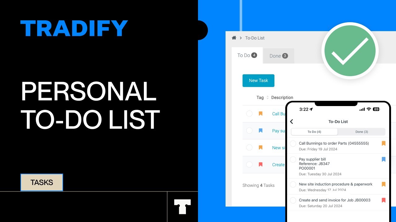 Personal To Do List in Tradify - YouTube
