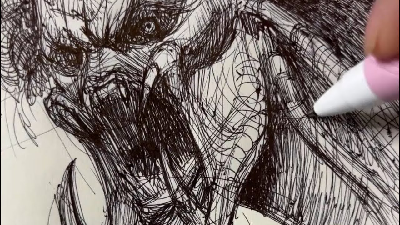 Anthony Francisco is LIVE! - Drawing PREDATOR Ballpoint pen - no pencil ...