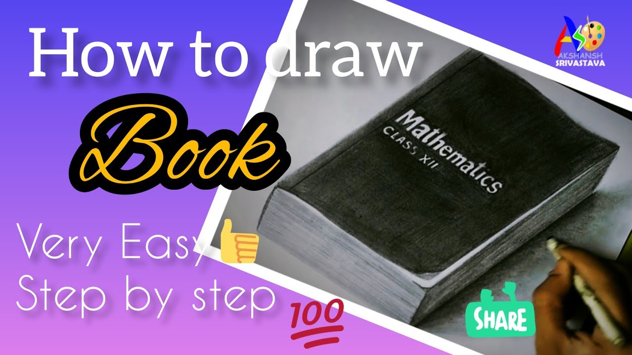 How to draw a Book || Book Drawing || Realistic Book Drawing || Step by ...