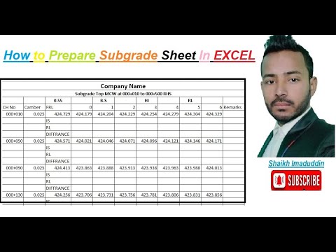 how to Prepare Subgrade Sheet in Excel |आपको आता है SG Top की SHEET ...