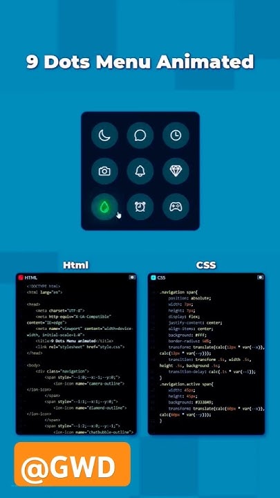 9dot menu #css #coding #html #javascript #webdesign #ytshorts #shorts #viralvideo #programming # ...