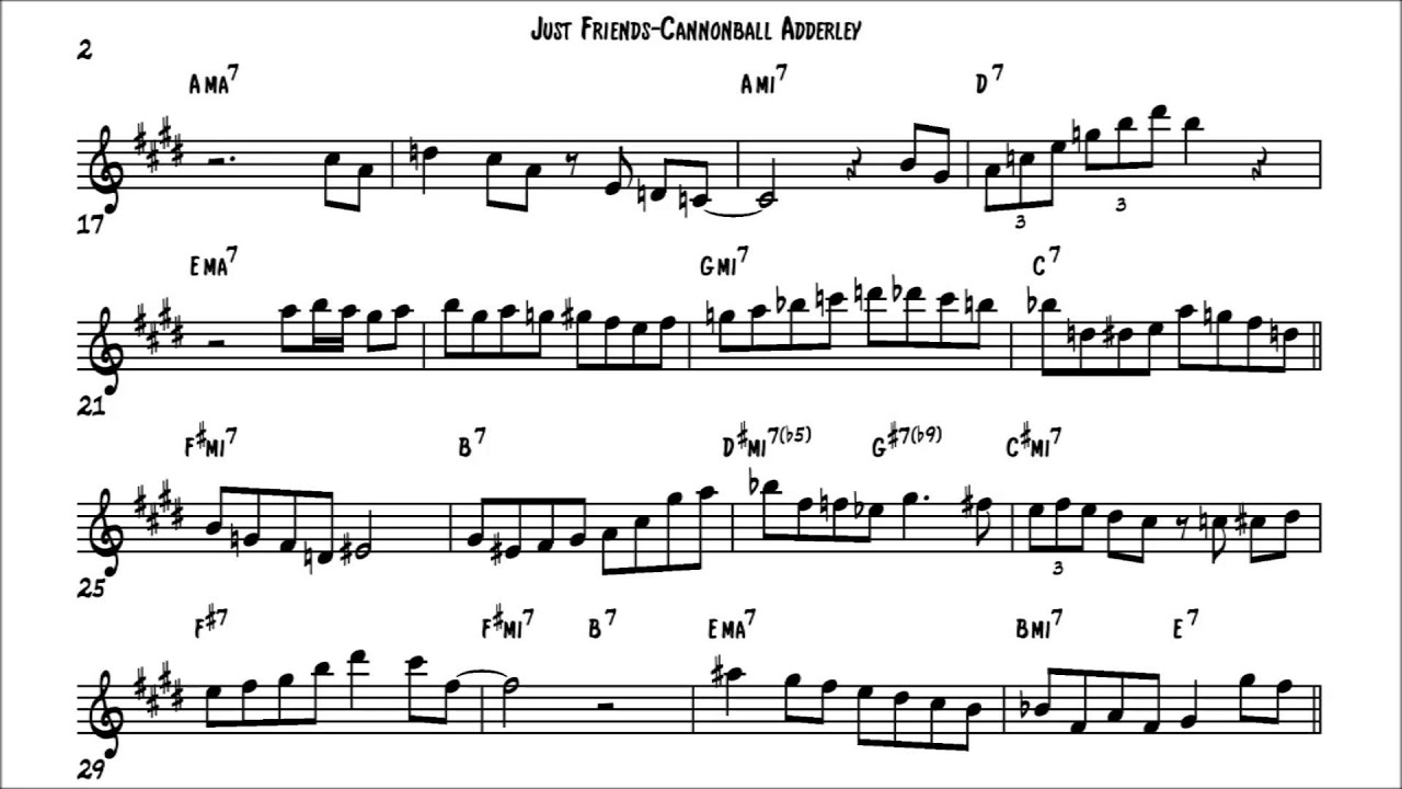 Cannonball Adderley Just Friends Solo Transcription - YouTube