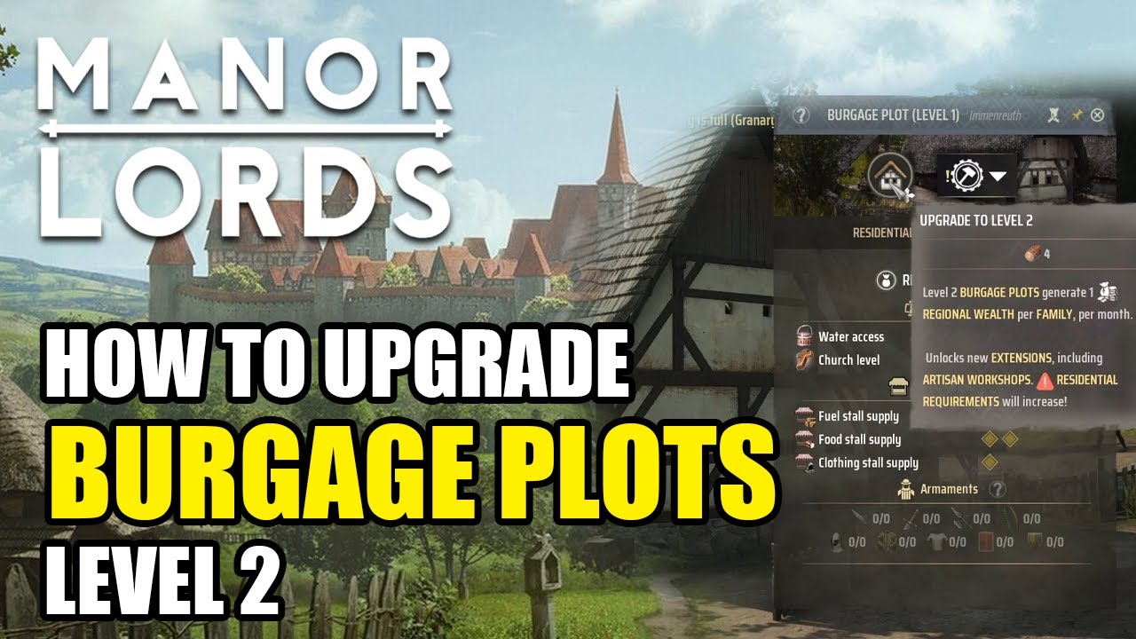 Manor Lords How to Upgrade Burgage Plots to Level 2 - YouTube