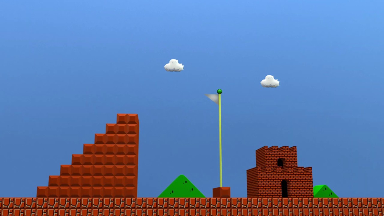 Super Mario Bros Goal Pole Flag 3D Model Scene - YouTube