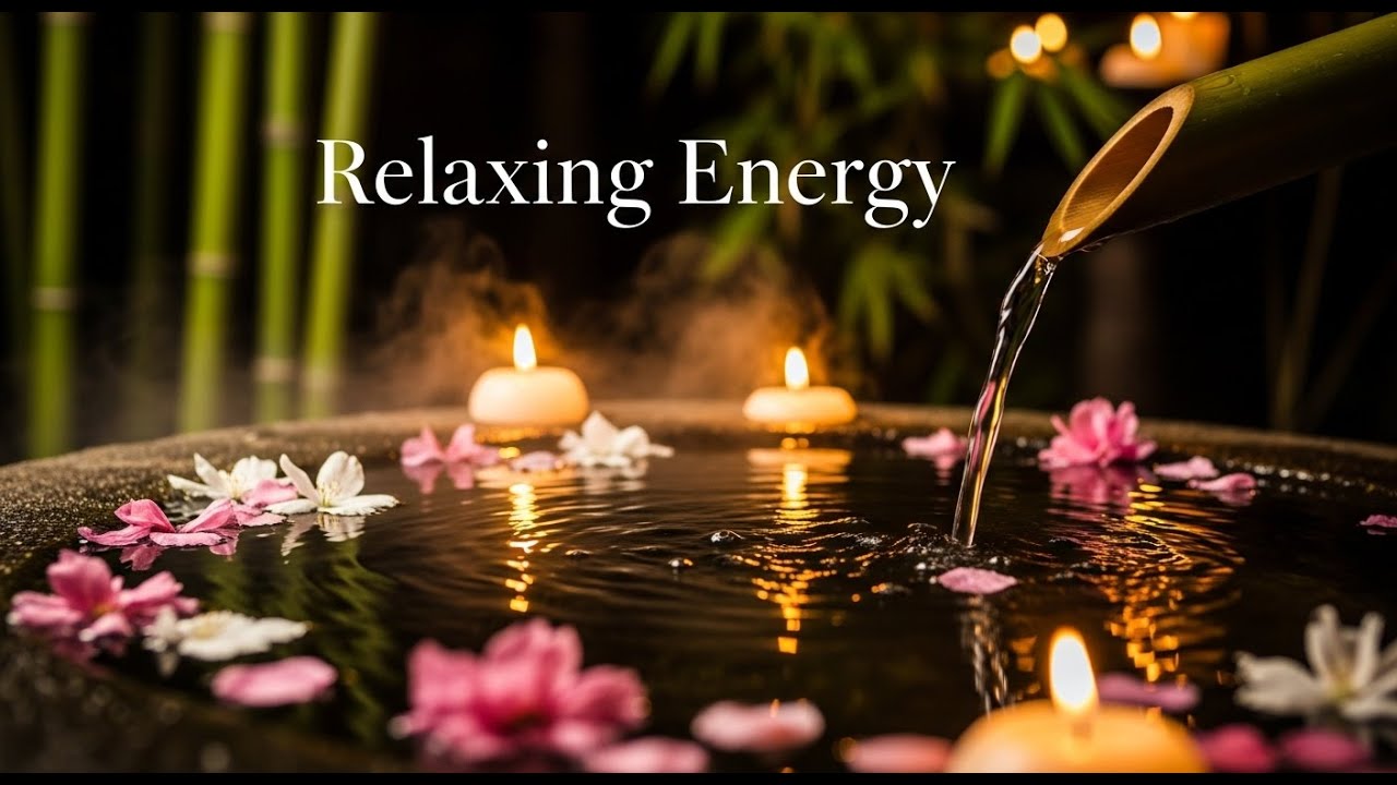 Zen Ocean Flow Bamboo Fountain and Candle Glow for Healing Meditation ...
