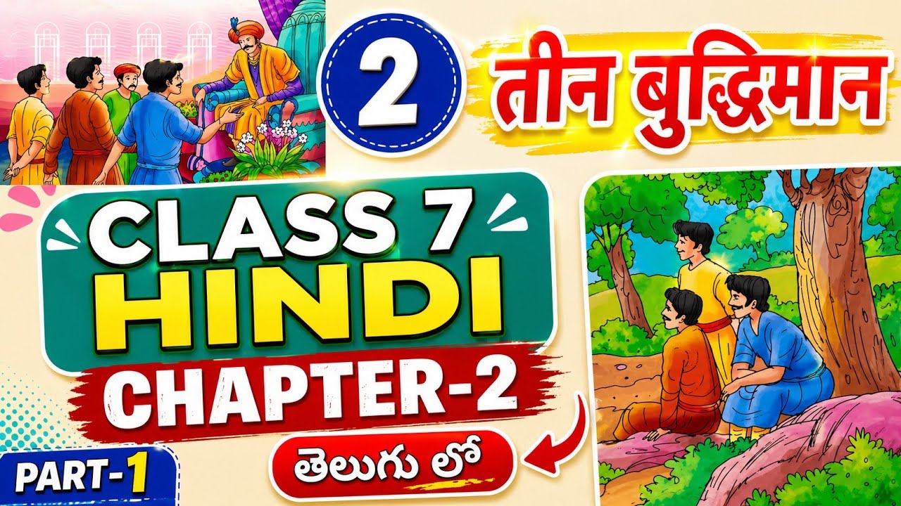 Teen Budhiman Part 1 Class 7 Hindi Chapter 2 | Telugu Explanation ...