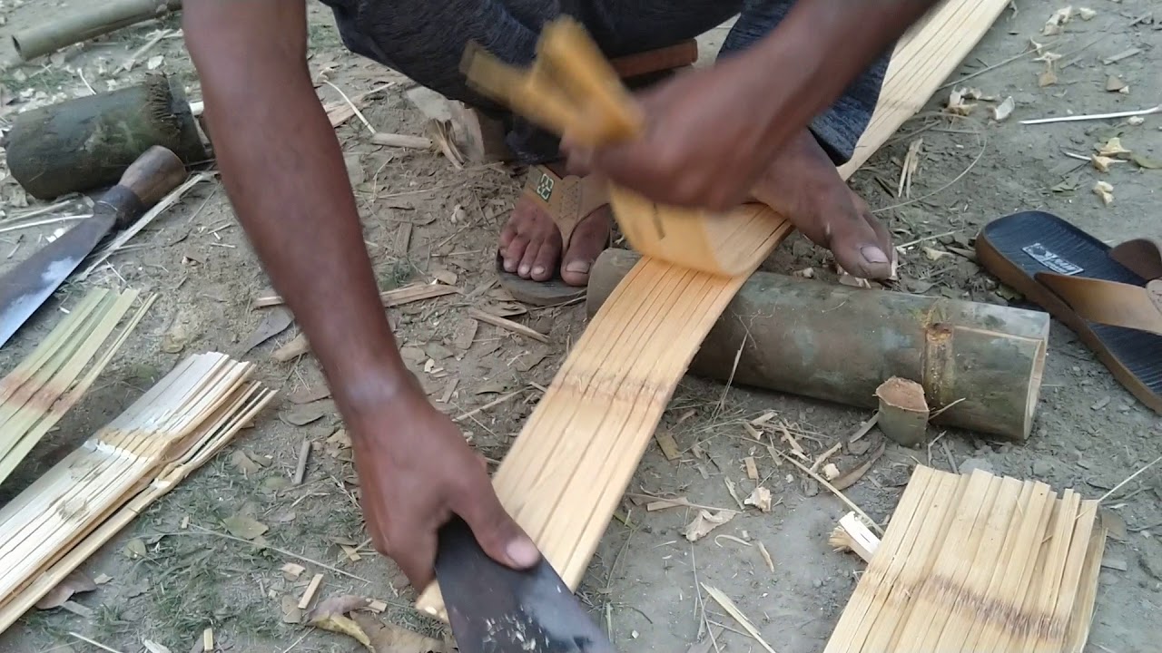 ASMR: Hand Made Bamboo Cutting To Thin Size|| Bamboo Ceiling Making ...