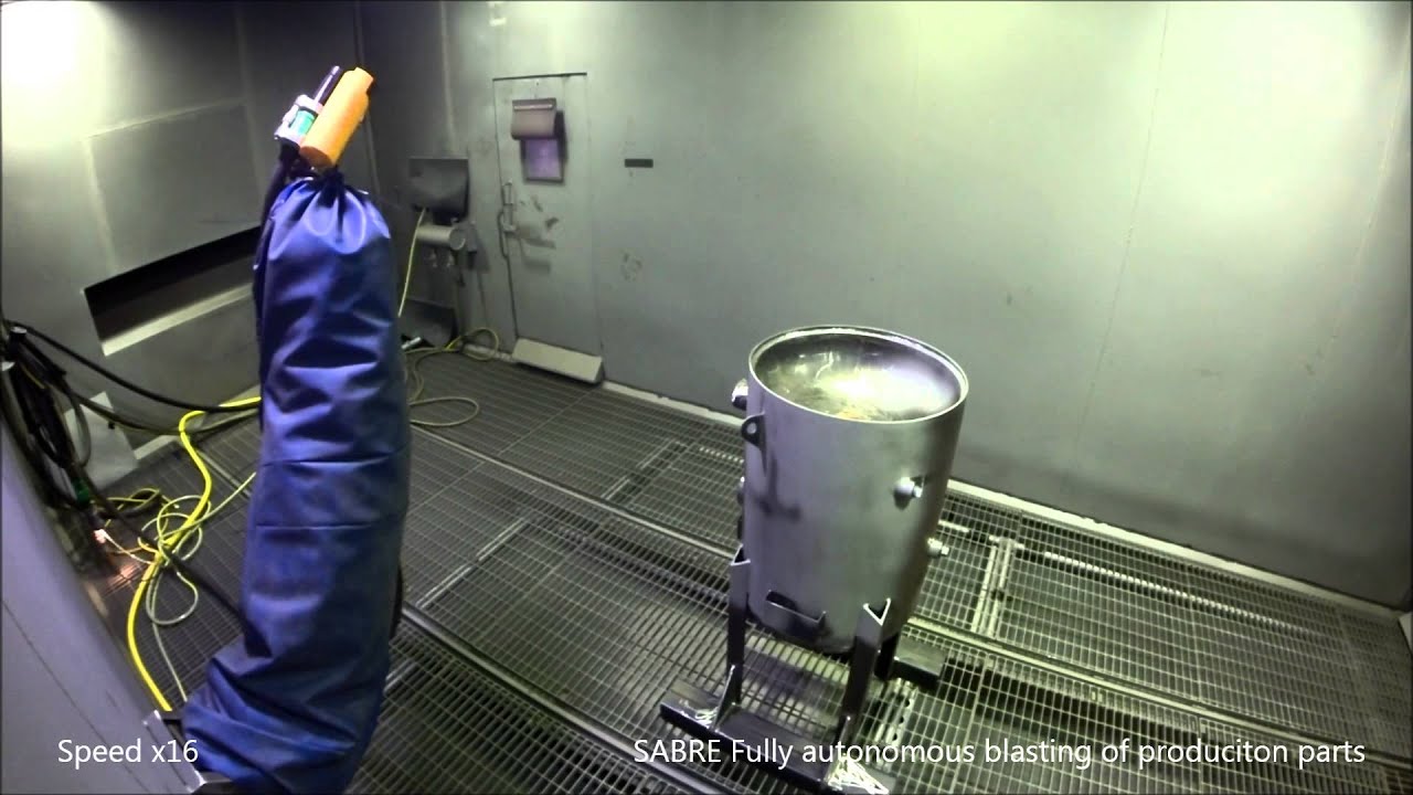 SABRE fully autonomous robotic blast cleaning of production steel - YouTube