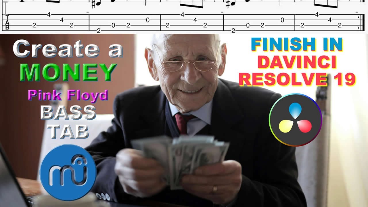 How to Tab 'Money' on Bass- Edit /w Davinci Resolve 19 #musescore # ...