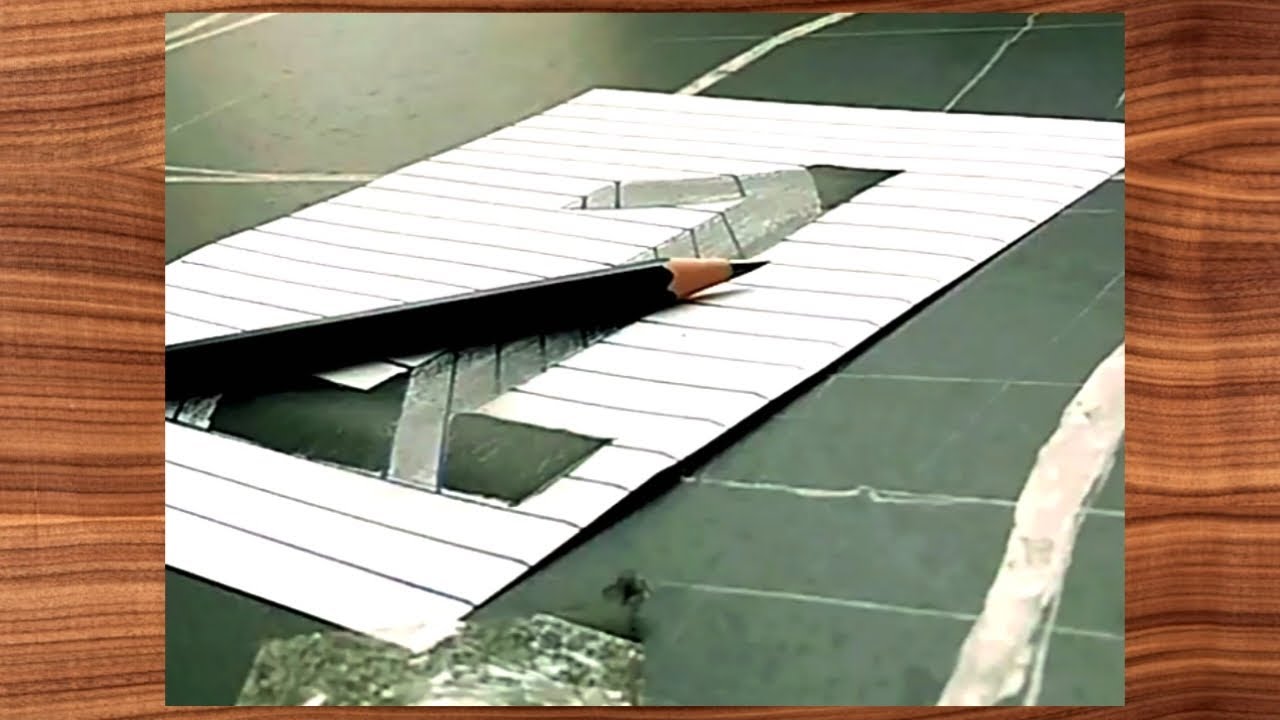 3D drawing, draw a 3D nummer 1, 3D illusion, draw with a pencil ...