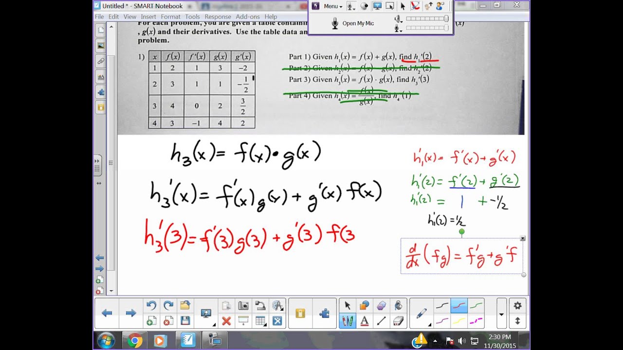 Calculus - Derivatives with functions and tables - Juda math - YouTube