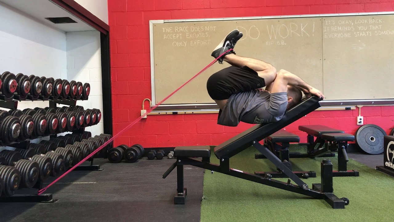 Band Resisted Incline Reverse Crunches - YouTube