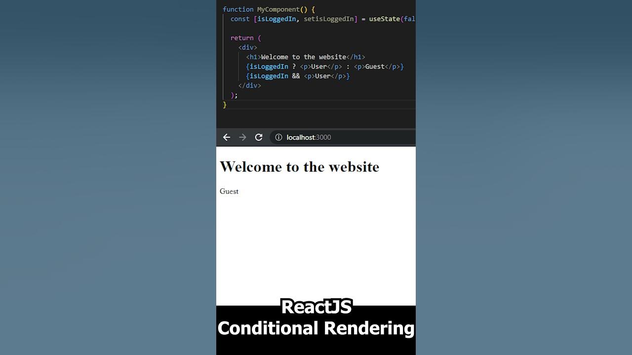 How To Conditionally Render In Reactjs Tutorial Reactjs Programming Frontend Youtube