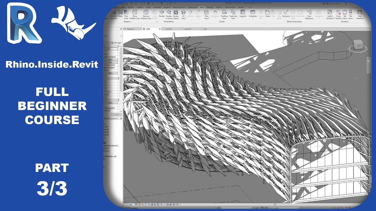 Rhino.Inside.Revit Beginner Course - 3/3 - Automatic AXIS, CURTAIN ...