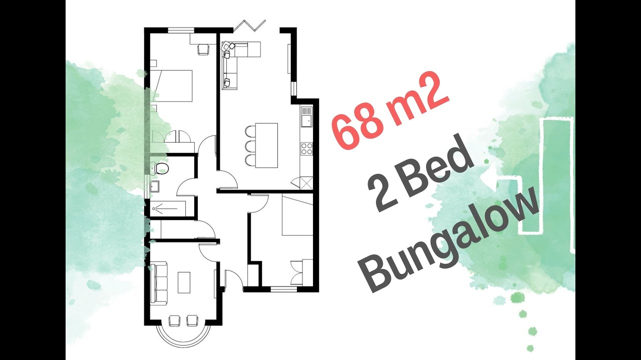 68m2 Bungalow House Design | 2 Bedroom Design Ideas - YouTube