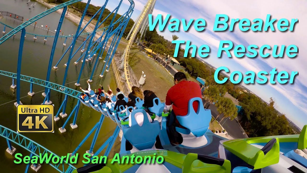 SeaWorld San Antonio Wave Breaker The Rescue Coaster On Ride 4k Ultra ...