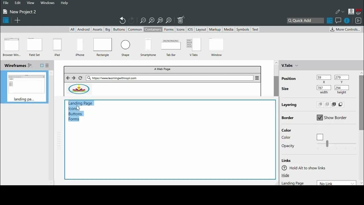 Wireframe with balsamiq, create login, and create menu in tabs. - YouTube