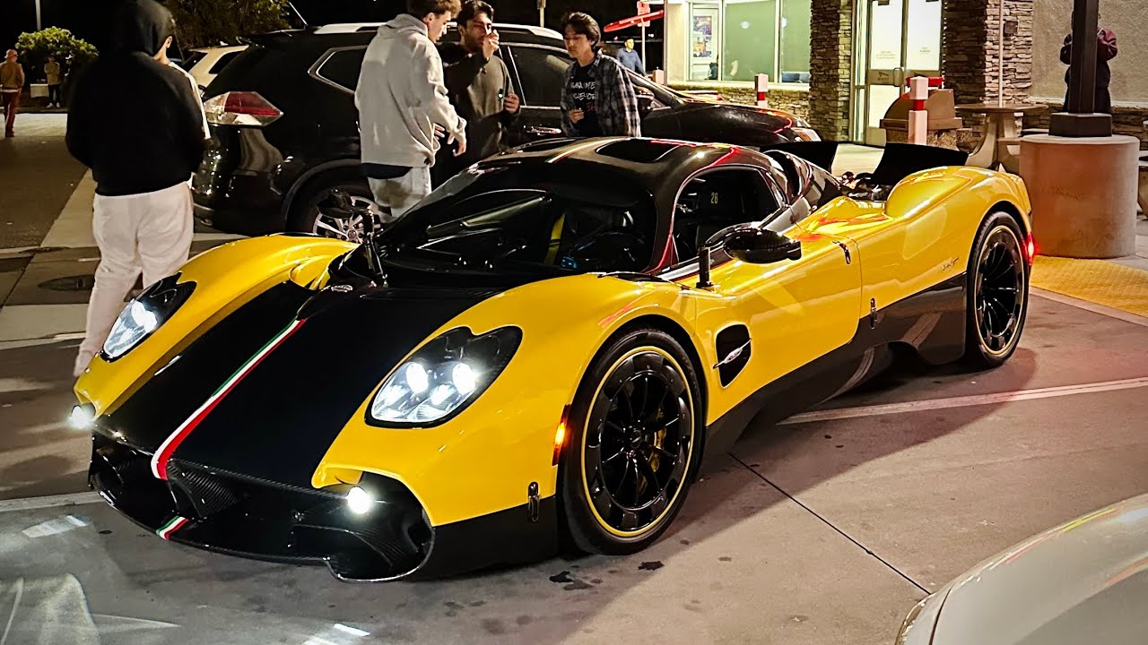 Yellow Pagani Utopia LOUD Revs and Driving - YouTube