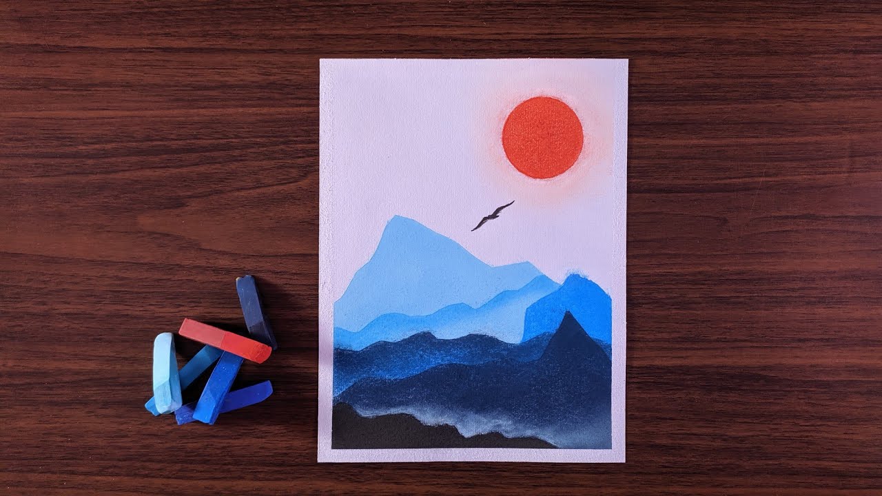 Easy & Simple Soft Pastels Drawing for beginners | Mountain Sunset ...