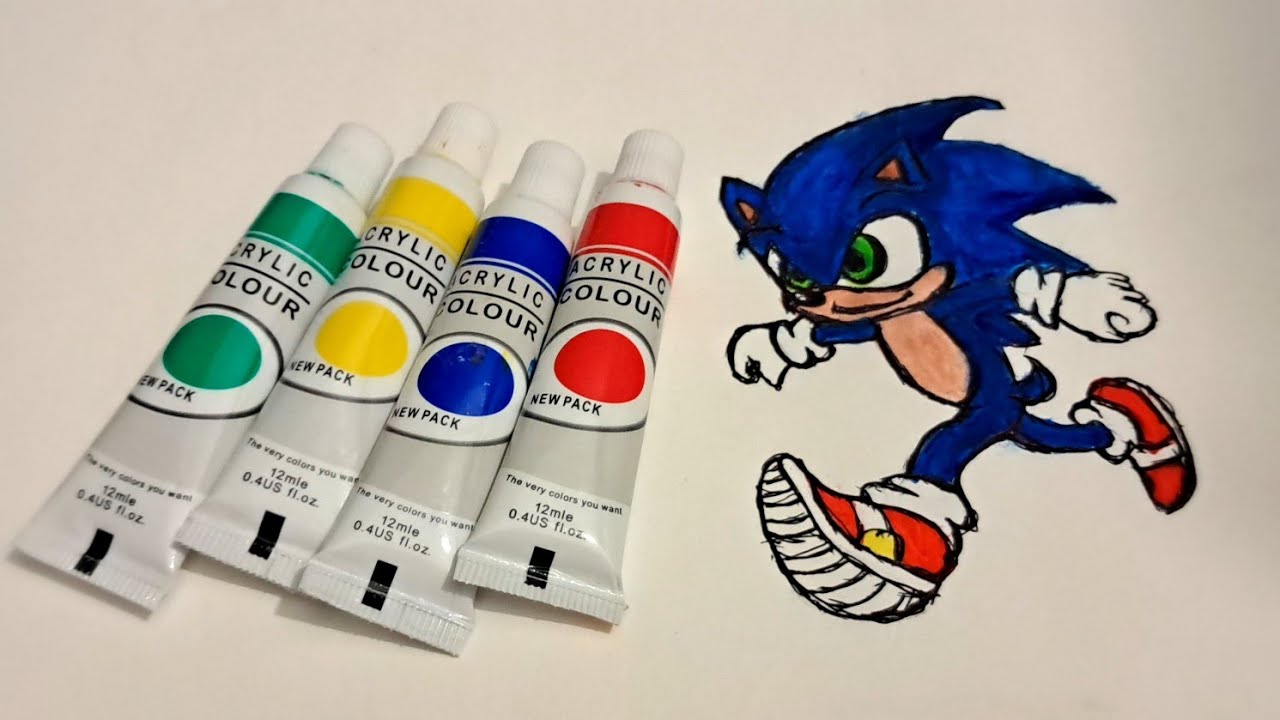 How To Draw Sonic The Hedgehog | Step By Step | Acrylic Painting ...