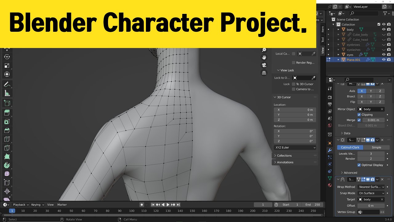 Connect retopology head to body | #32 Blender 3d character - YouTube