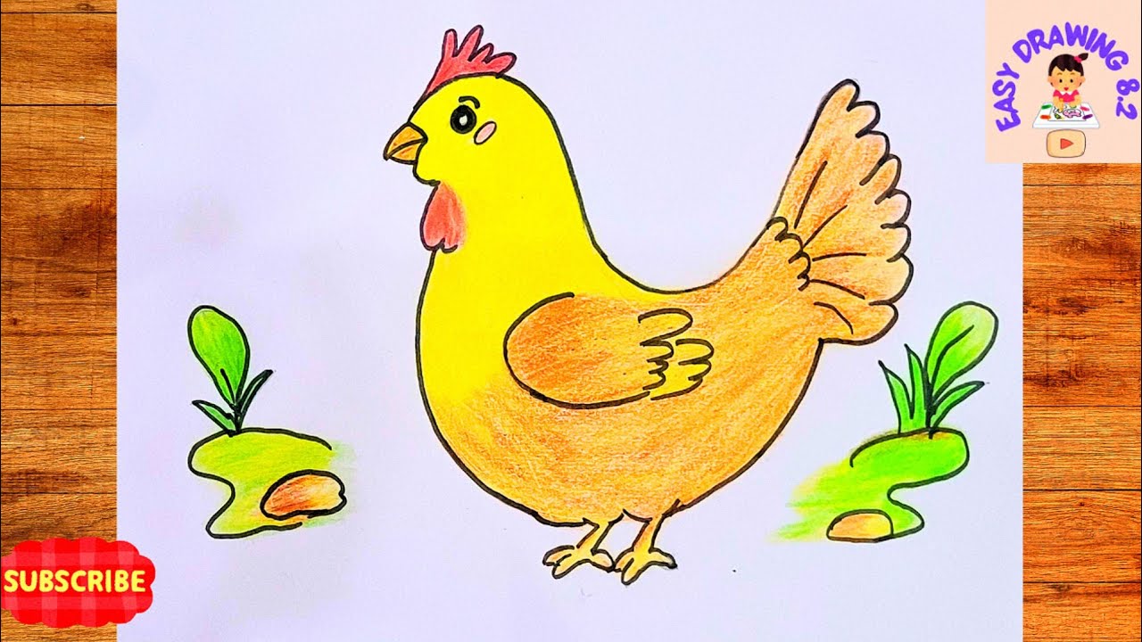 Hen Drawing//How to draw Hen Step by Step//Hen Drawing Colour for ...