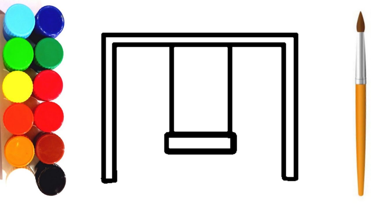 How to Draw a Swing For Kids Step by Step and Coloring | Swing Drawing ...