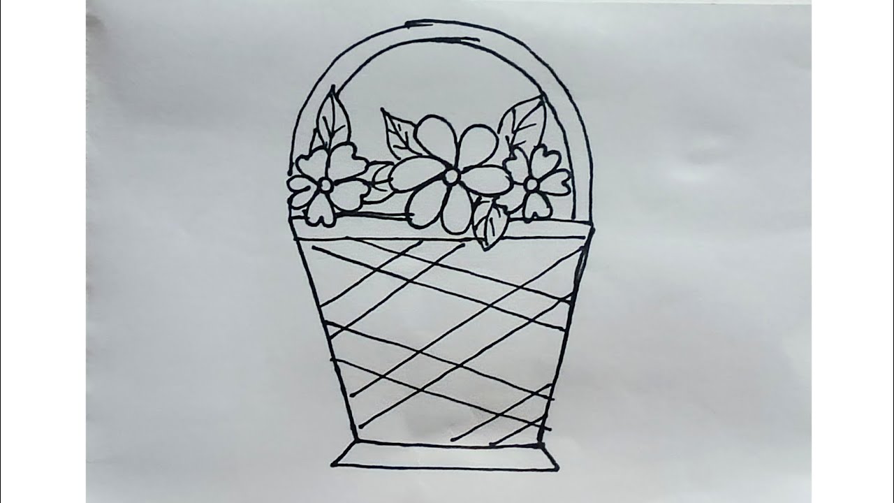How to draw a flower bas ।। Step by step drawing - YouTube