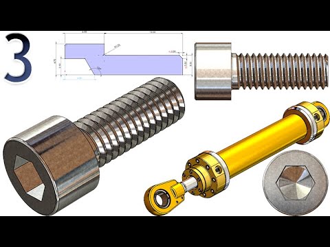 3-Project 44| Hydraulic Cylinder | SolidWorks Tutorial: M6x16 hex ...