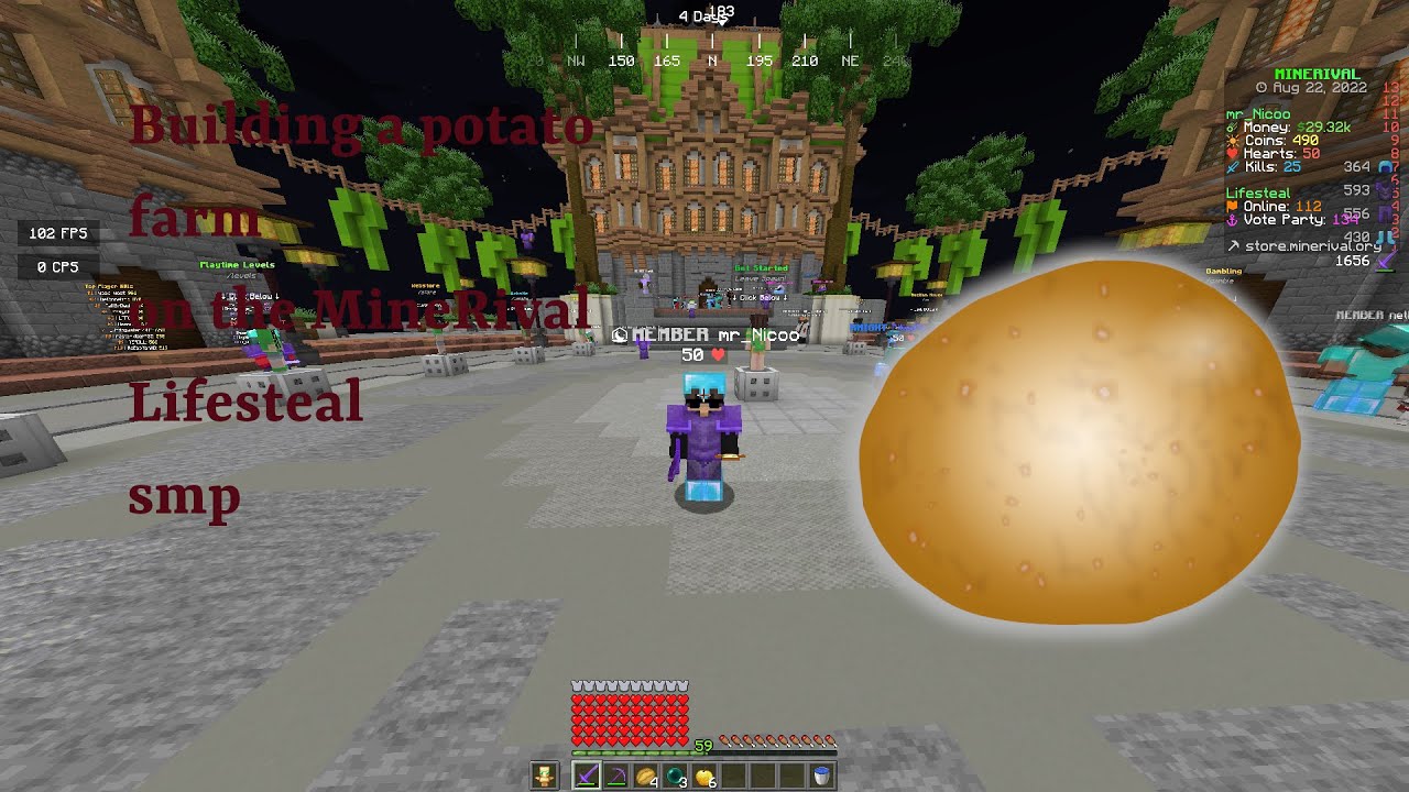 Building a BIG Potato farm on the MineRival lifesteal smp - YouTube