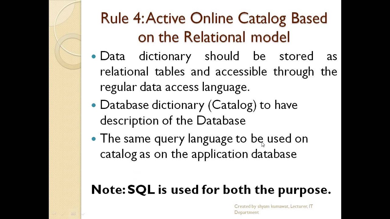 12 Codds Rule Beginner Rdbms Database Design And Modeling In Hindi English Youtube