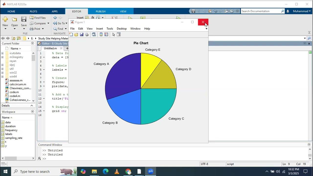 MATLAB code to plot pie chart - YouTube