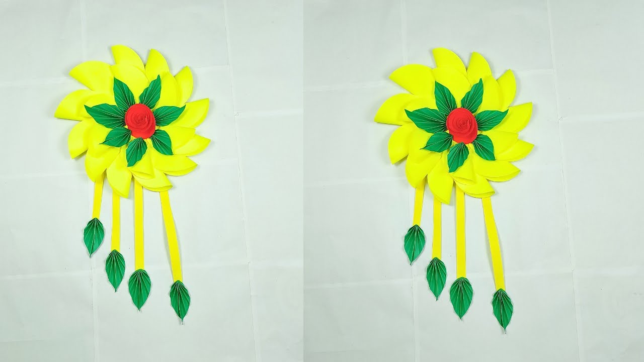 Haw to make wall hanging paper flower ।। wall hanging flower।। wall ...