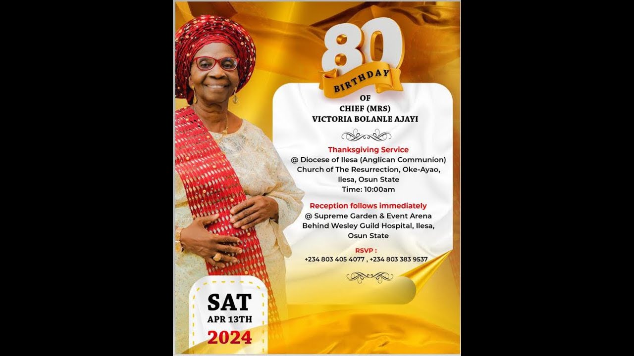 RECEPTION OF 80TH BIRTHDAY CELEBRATION OF CHIEF (MRS) VICTORIA BOLANLE ...
