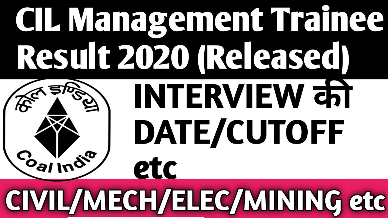 CIL Management Trainee Result 2020 (Released) | Coal India MT Cut Off ...