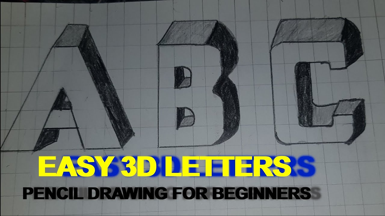 3D EASY DRAWING PART 1 || ENGLISH LETTERS 3D || TUTORIAL 3D ENGLISH ...