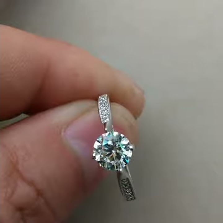 RG1038S S925 Full Silver Four Prongs Love Sona Diamond Ring - YouTube