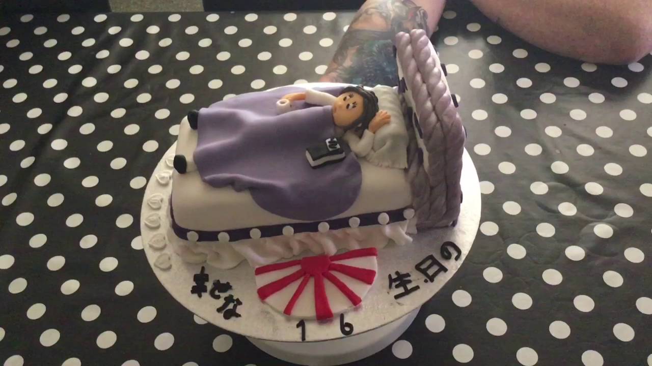 Bed cake birthday fondant design shape - YouTube