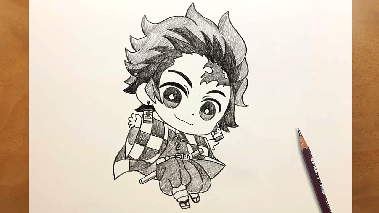 How to Draw Chibi Tanjiro Kamado Step by Step || Cute Demon Slayer ...