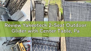 Review Yaheetech 2-Seat Outdoor Glider with Center Table, Patio Rocking Loveseat with Breathable Mes