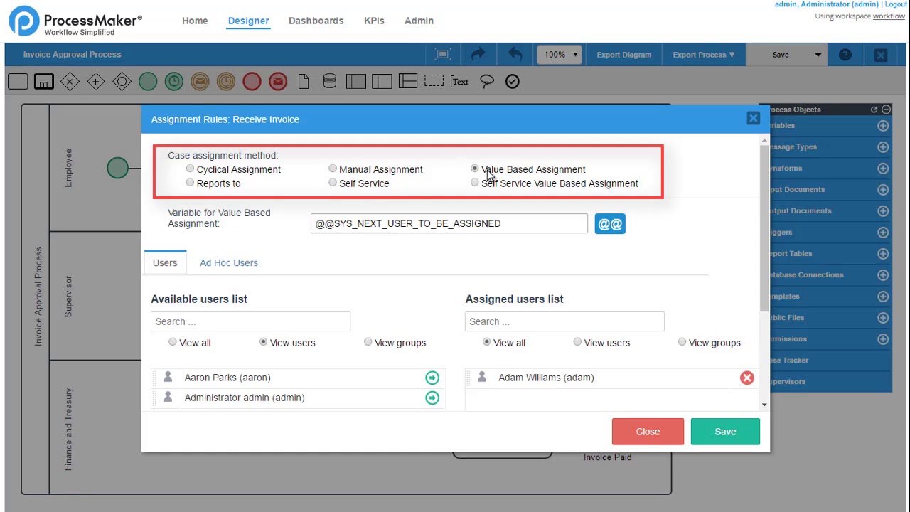 ProcessMaker 2 Easy Step and User Assignment - YouTube