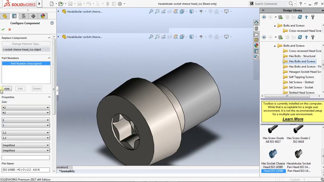 SOLIDWORKS : How to create TORX SOCKET SCREW Standart ISO using Toolbox ...