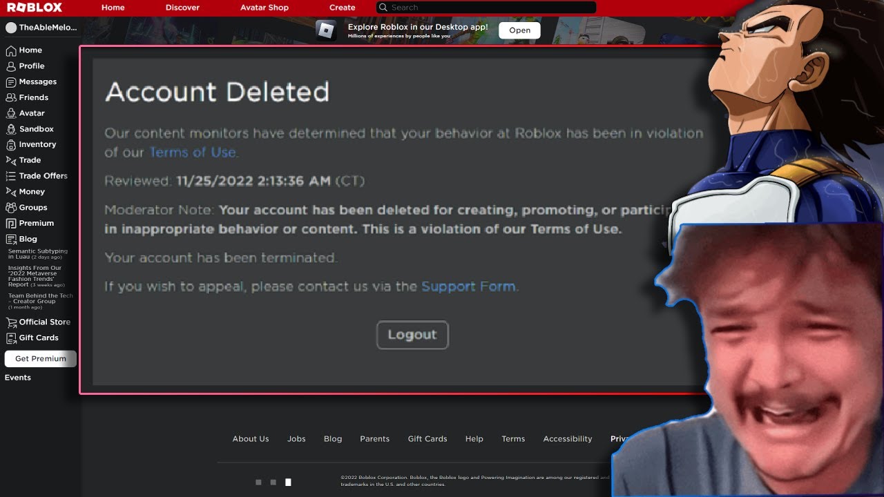 How "I" got my ROBLOX Account DELETED - YouTube
